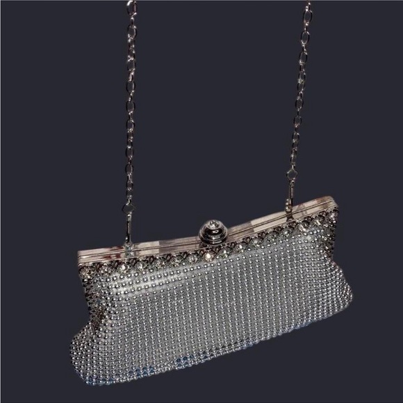None | Bags | Beaded Rhinestone Kiss Lock Mini Purse | Poshmark